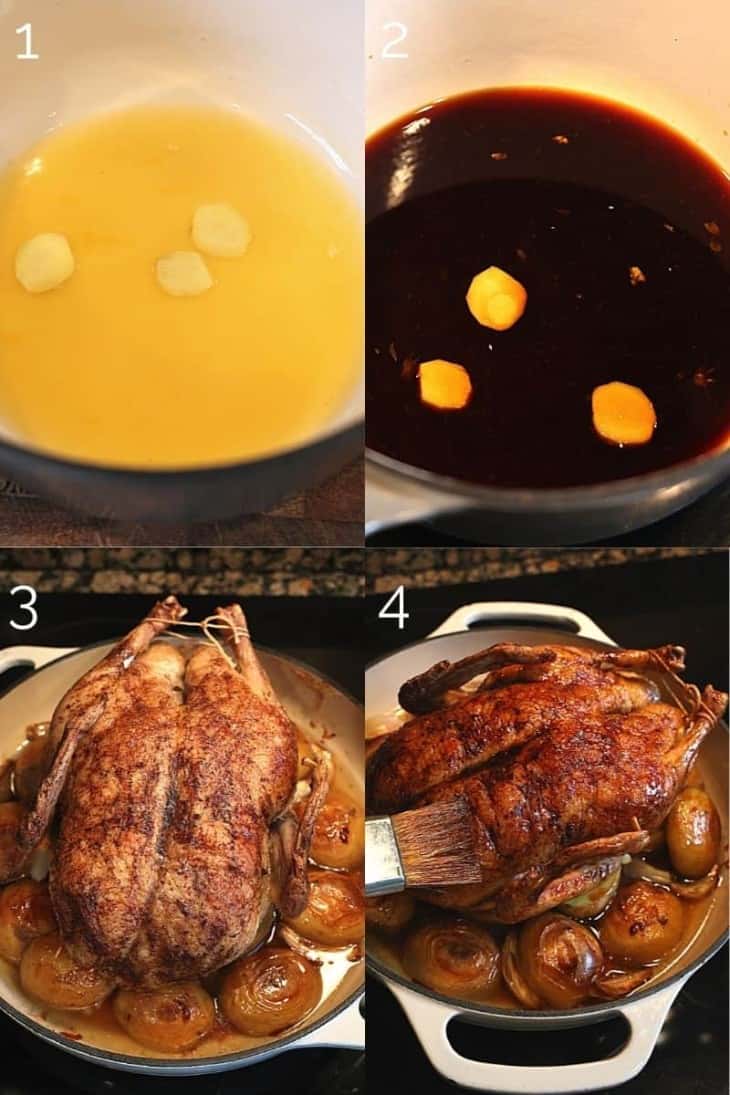 Whole Roast Duck Over Potatoes - Girl With The Iron Cast