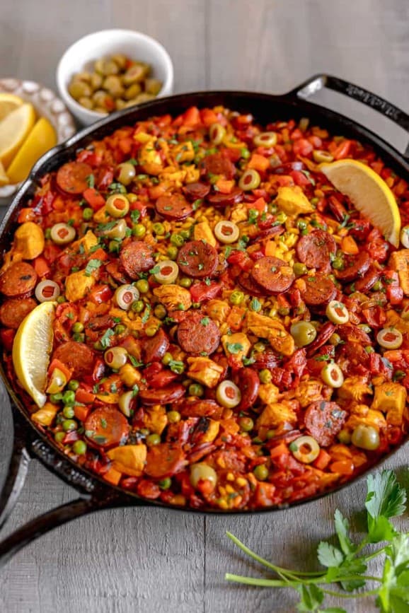 Chicken and Chorizo Paella - Girl With The Iron Cast