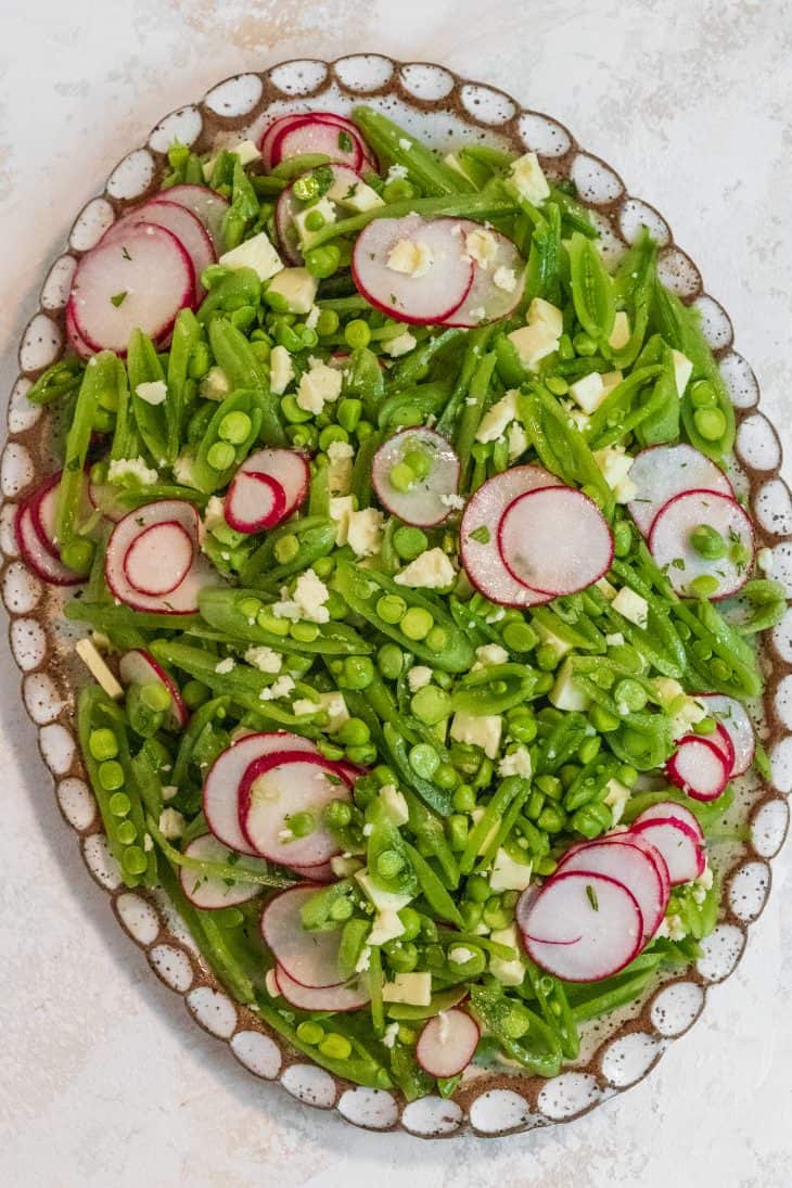 Snap Pea Salad With Feta and Radishes - Girl With The Iron Cast