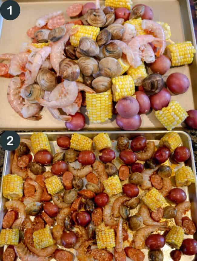 Sheet Pan Seafood Boil with Shrimp, Clams, and Sausage - Girl With The ...